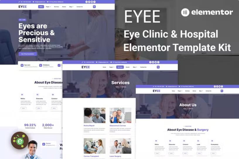 Eyee - Eye Clinic & Vision Care Elementor Template Kit vLatest Version
